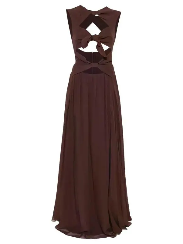 Raquel Diniz Tie Cut-out Maxi Dress - Brown