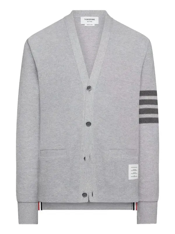 Thom Browne 4-bar Textured Pique Cardigan - Grey