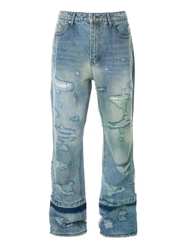 WHO DECIDES WAR BY EV BRAVADO Belt-loop Distressed Jeans - Blue