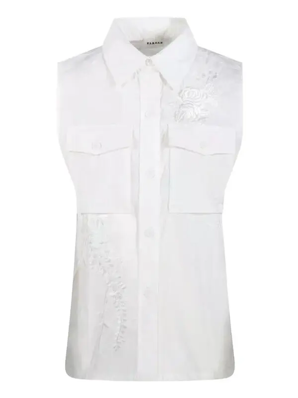 P.a.r.o.s.h Embroidered Sleeveless Shirt - White