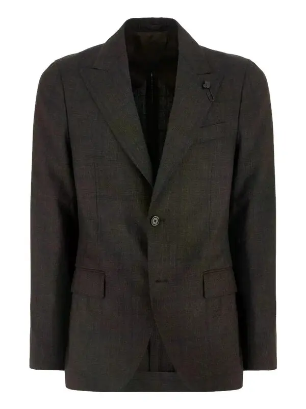 LARDINI Checked Buttoned Suit - Brown