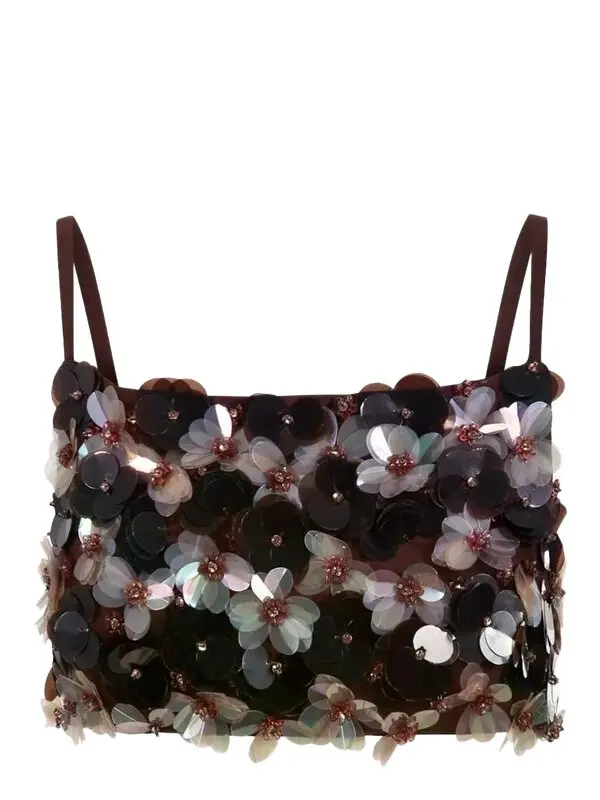 P.a.r.o.s.h Sequined Floral Top - Black