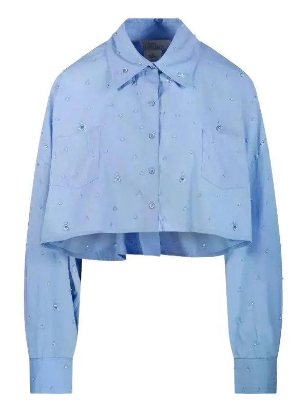 Giuseppe Di Morabito Embellished Cropped Shirt - Blue