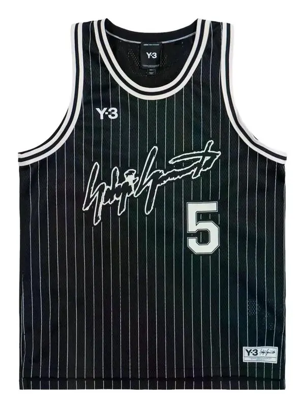 Y3 Striped Sleeveless Basketball Jersey - Black