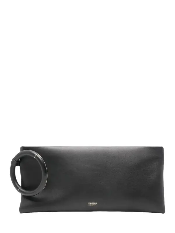 TOM FORD Leather Clutch With Ring Detail - Black