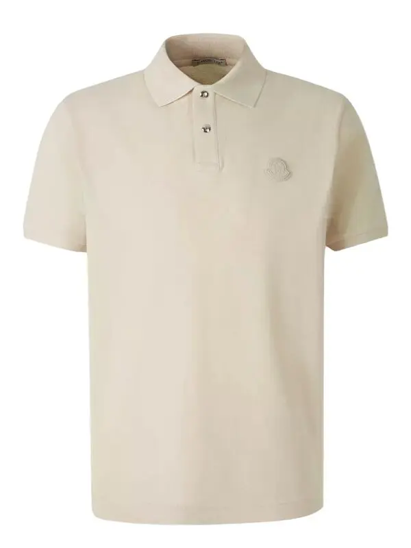 Moncler Tonal Patch Metal Button Polo Shirt - Neutrals