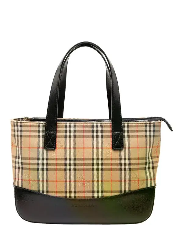Burberry Haymarket Check Canvas Handbag - Brown