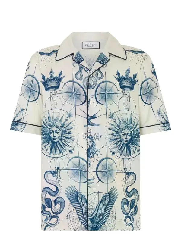 Philipp Plein Printed Silk Shirt - White
