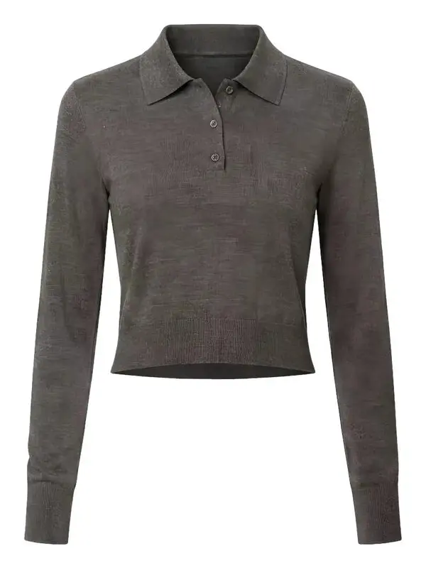 Eterne Journey Long Sleeve Polo Top - Grey