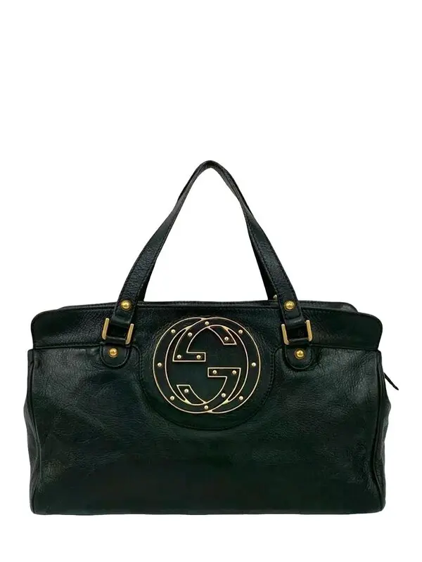 Gucci Studded Leather Interlocking G Blondie Tote Bag - Black