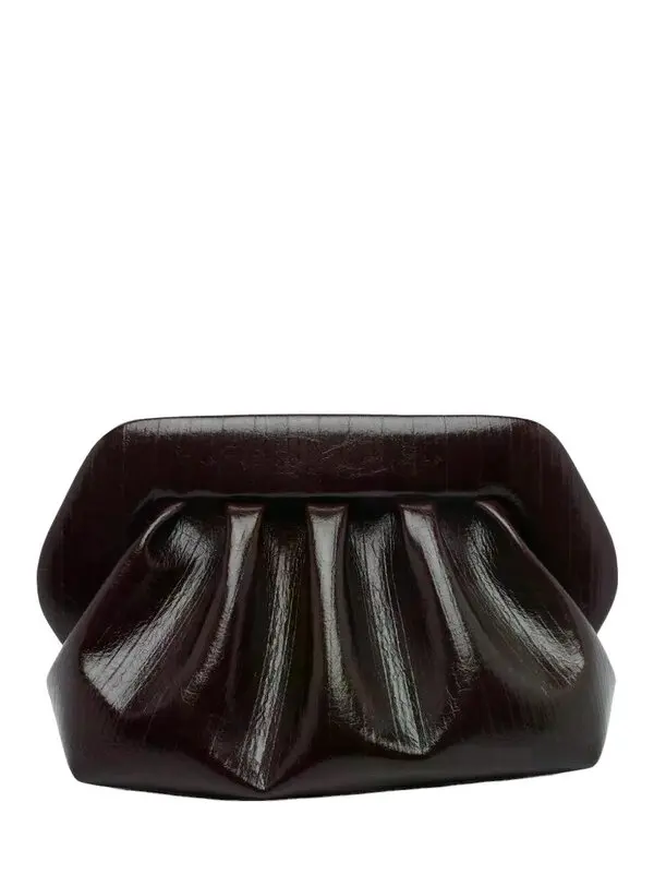 THEMOIRE Bios Gathered-effect Clutch Bag - Brown