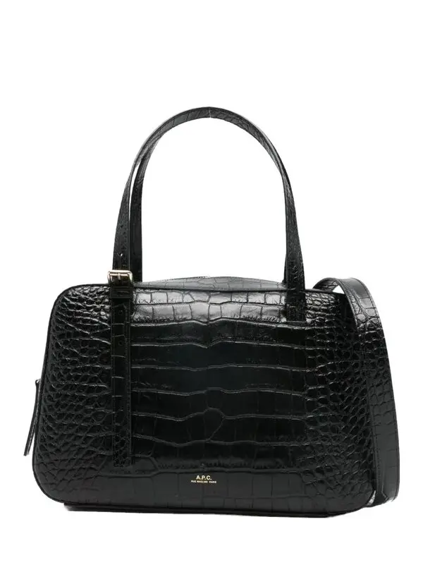 A.p.c. Virginie Crocodile-effect Shoulder Bag - Black