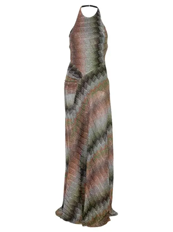 Missoni Patterned Halter Maxi Dress - Brown