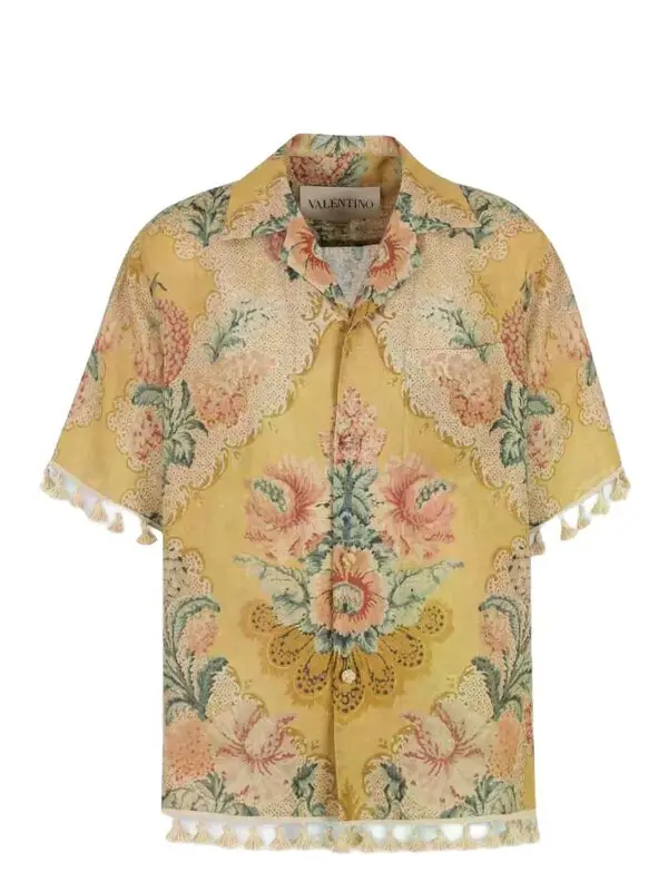 Valentino Garavani Apres L'hiver Print Linen Shirt - Yellow