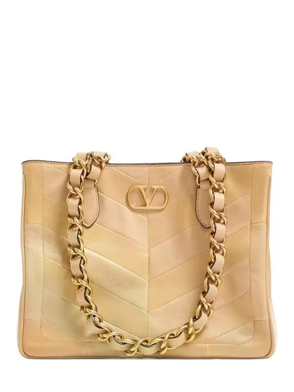 Valentino Garavani Logo-plaque Chain-strap Tote - Neutrals