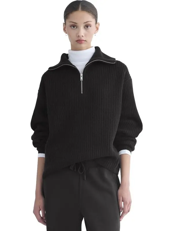 Everlane Luxe Merino Half-zip Pullover - Black