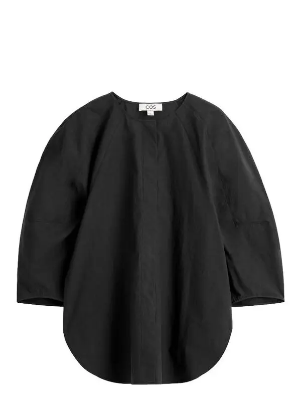 Cos Sculptural Pima Cotton-poplin Blouse - Black
