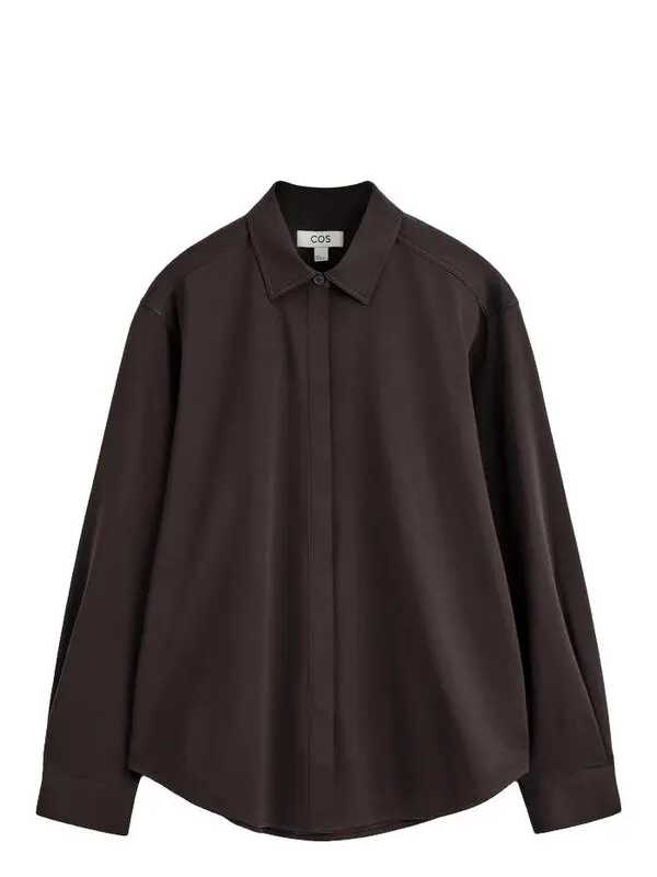 Cos Pima Cotton-blend Jersey Shirt - Brown