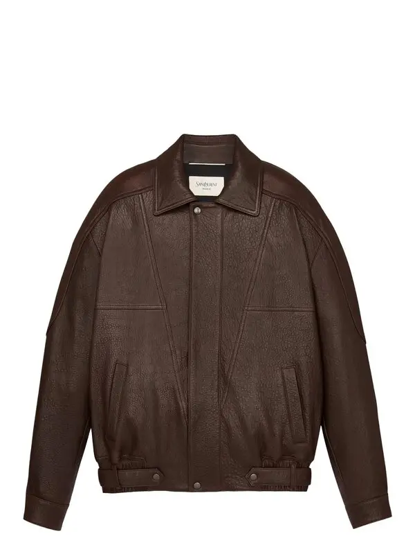 Saint Laurent Bubbled Leather Jacket - Brown