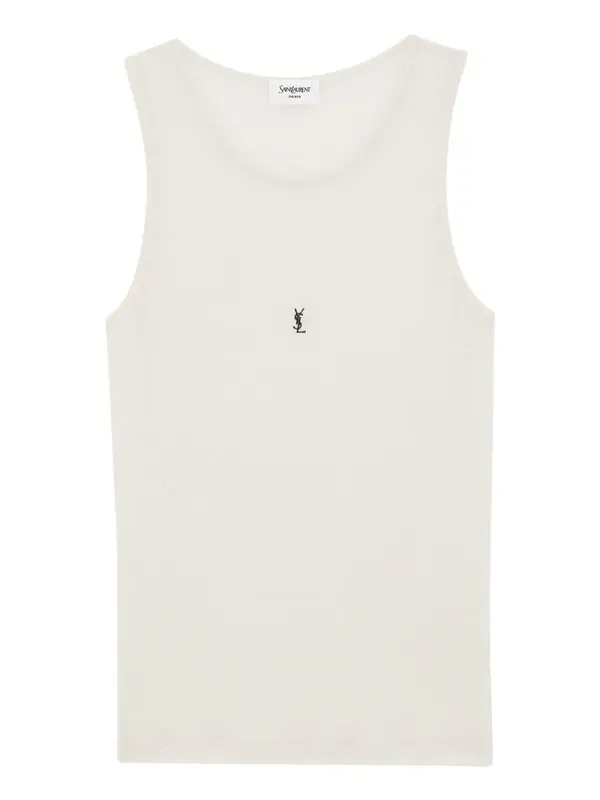 Saint Laurent Cotton Cassandre Tank Top - Nude