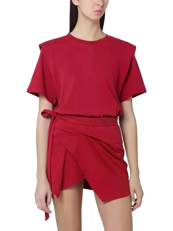 Isabel Marant Étoile Short Sleeves Cotton T-shirt With Structured Shoulders - Red