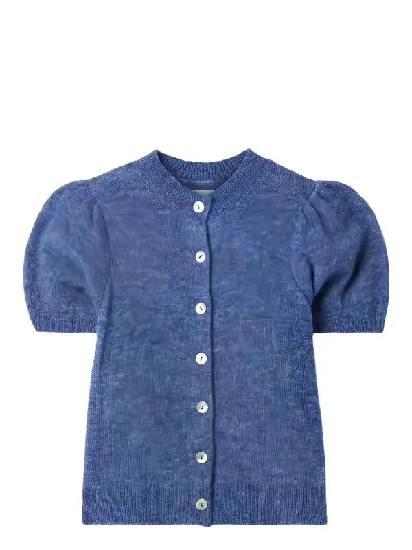 DÔEN Anisa Puff-sleeve Cardigan - Blue
