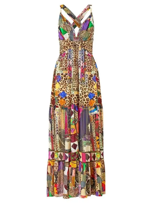 Camilla Tiered Ruffles Maxi Dress - Brown