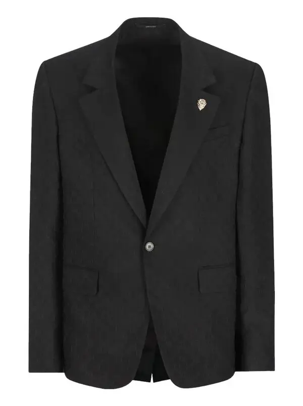 Gucci Single-breasted Gg Wool Jacket - Black