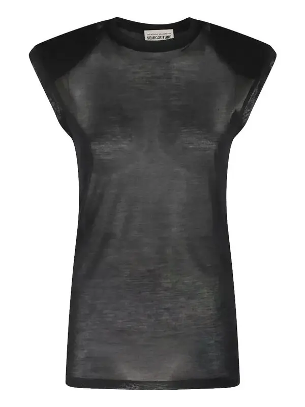 SEMICOUTURE Crew-neck Top - Black
