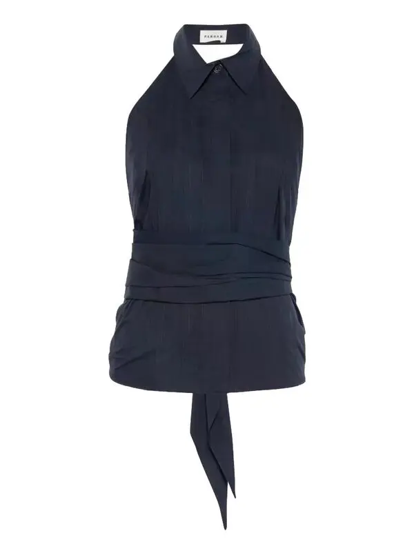 P.a.r.o.s.h Pleated Halterneck Top - Blue