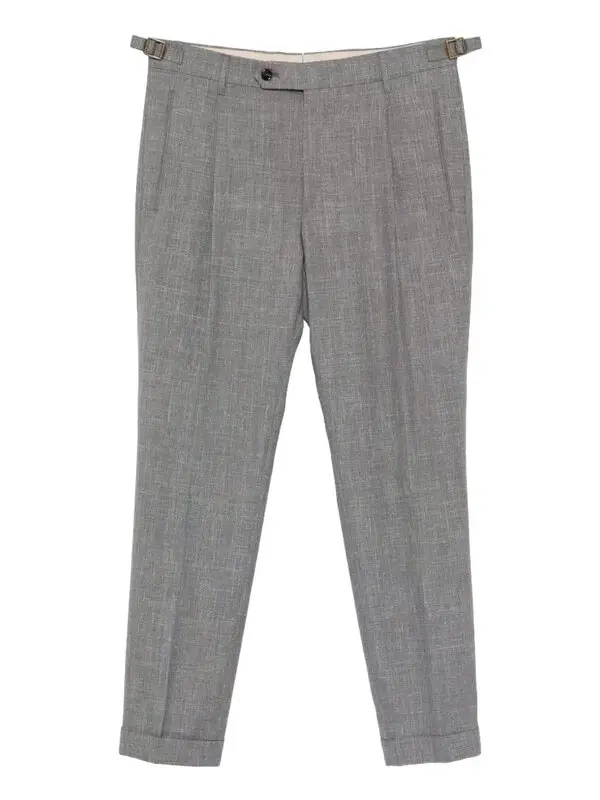 BERWICH Pleated Trousers With Cuffed Hem - Grey