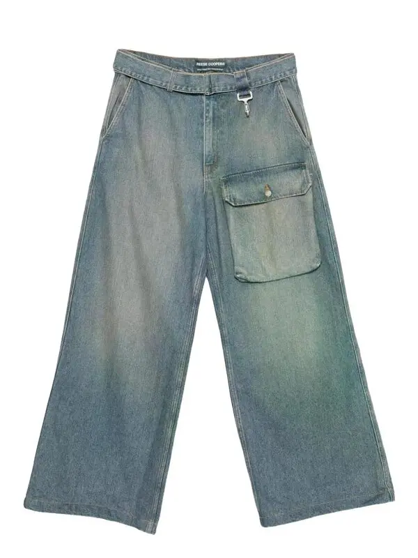 Reese Cooper Belted Trousers With Patch Pockets - Blue