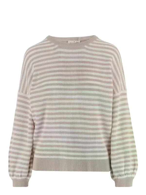 Bruno Manetti Striped Round-neck Top - Neutrals