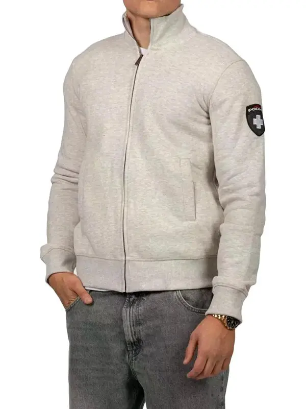PODHIO Appliqué Zip-up Sweatshirt - Neutrals