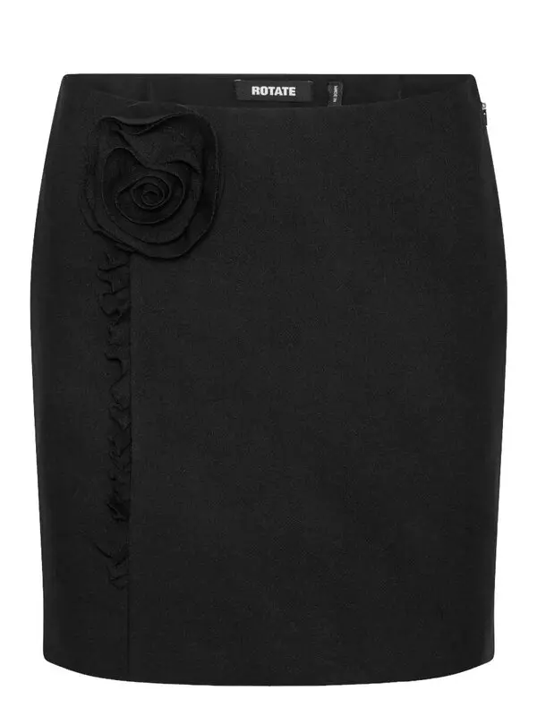 ROTATE BY BIRGER CHRISTENSEN Crepe Mini Skirt With Floral Detail - Black