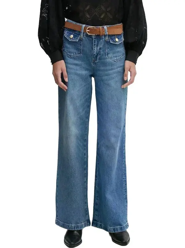 MOS MOSH Flap-pocket Jeans - Blue