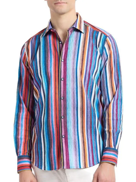 Robert Graham Pomsford Stripe Stretch Cotton Button-up Shirt - Multi