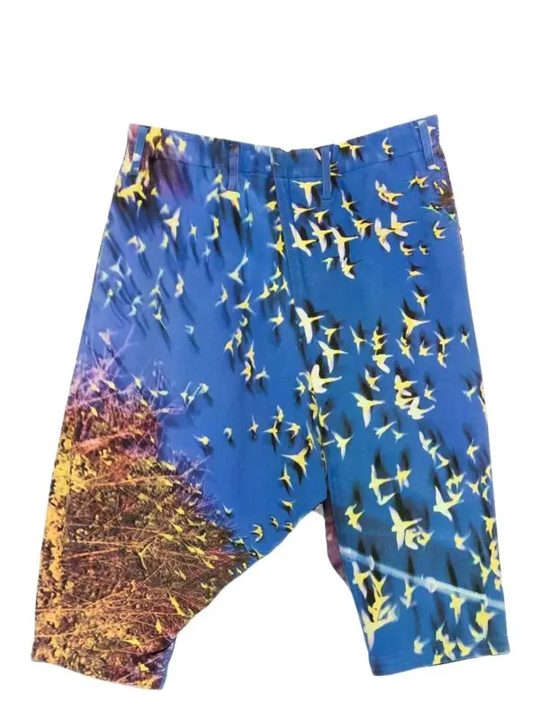Issey Miyake Sarrouel Print Wrap Shorts - Blue
