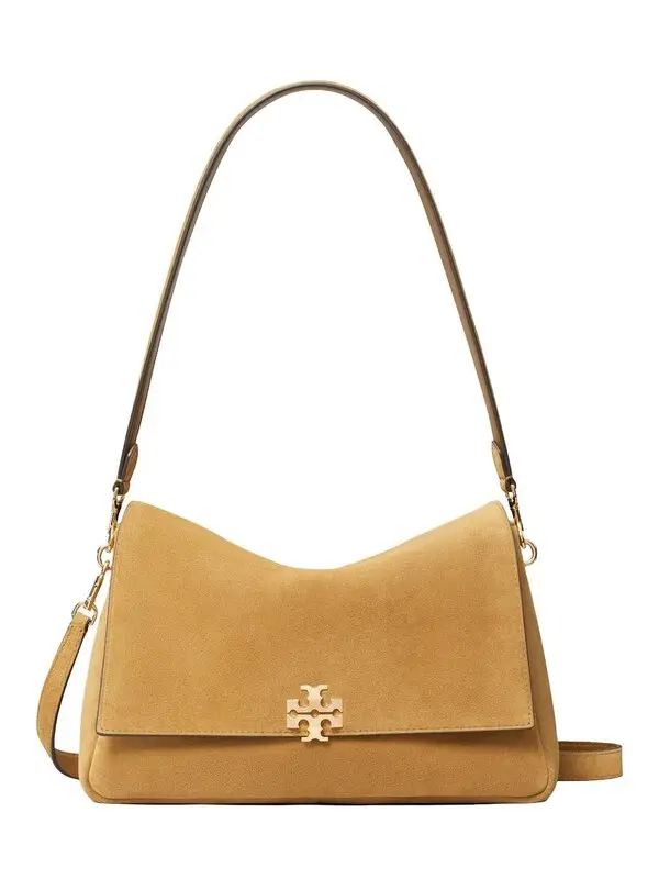 Tory Burch Charlie Suede Shoulder Bag - Toffee