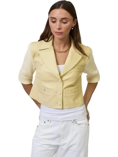 Central Park West Ophelia Cropped Jacket - Yellow
