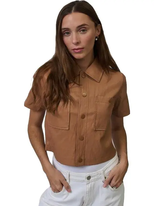 Central Park West Chelsea Vegan Cropped Jacket - Brown