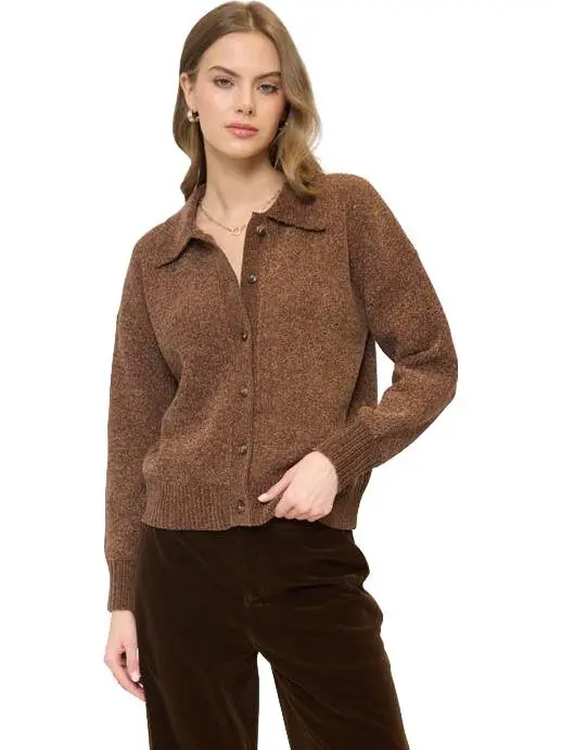 Central Park West Stella Robbie Polo Knit Top - Chocolate