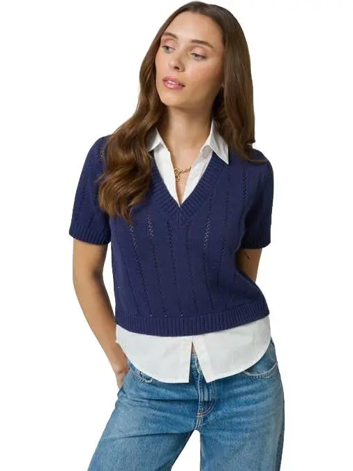 Central Park West Kendall Poplin Twofer - Navy