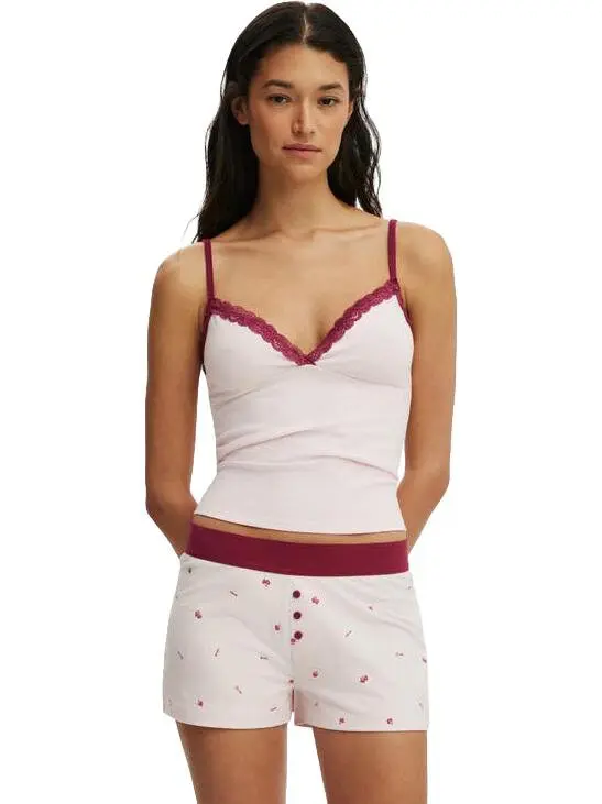 Cotton:on Dreamy Soft Lace Triangle Cami - Pink Kiss Crushed Berry