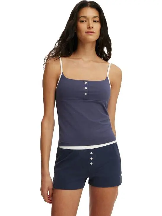 Cotton:on Dreamy Soft Henley Cami - Steely Blue Coconut Milk