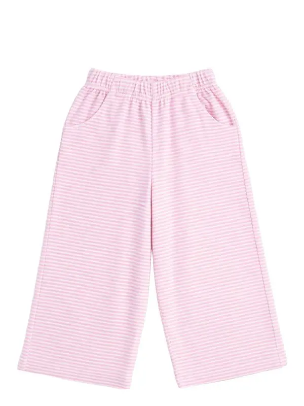 FLORENCE EISEMAN Stripe Terry Wide Leg Pant - Pink/white