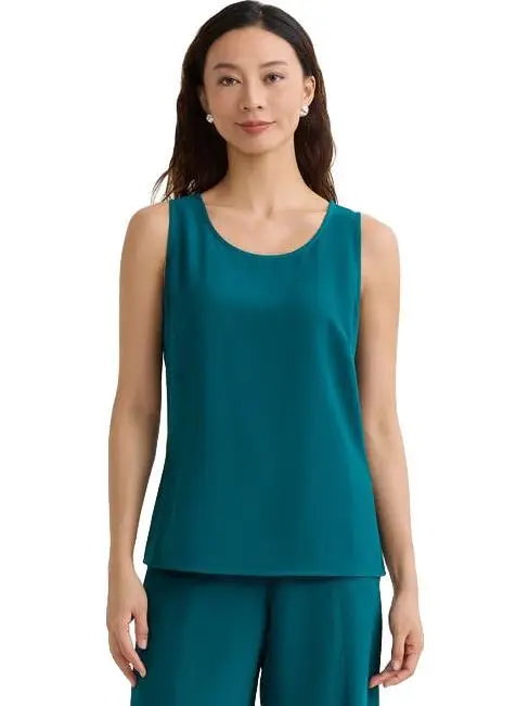 Misook Crepe De Chine Tank Top - Spruce