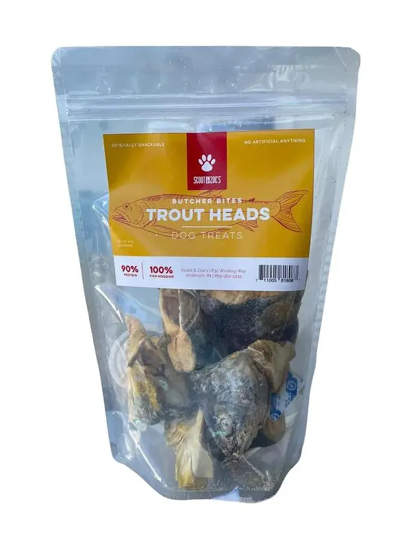 SCOUT & ZOE'S Trout Heads, 6oz Dog & Cat Treats, Freeze Dried Fish - Multicolored