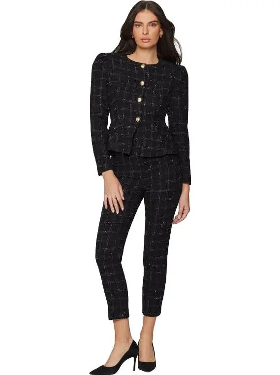 Generation Love Cynthia Windowpane Tweed Jacket - Checkered/ Plaid/ Black