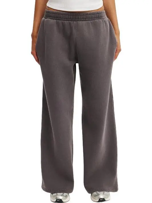 Cotton:on Active Fleece Wide Leg Sweatpant - Washed Violet Grey